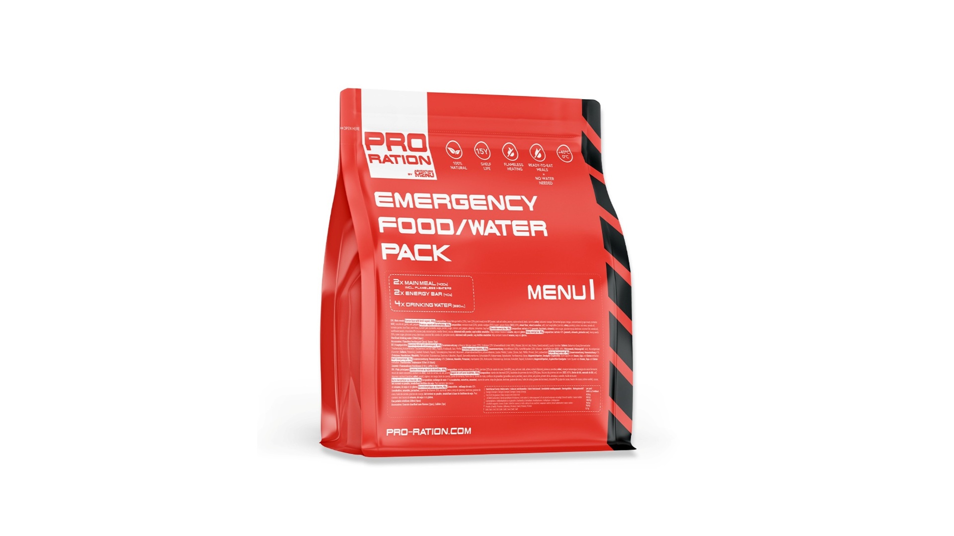 Pro Ration Emergency Food/Water Pack, MRE with 15 years shelflife ...