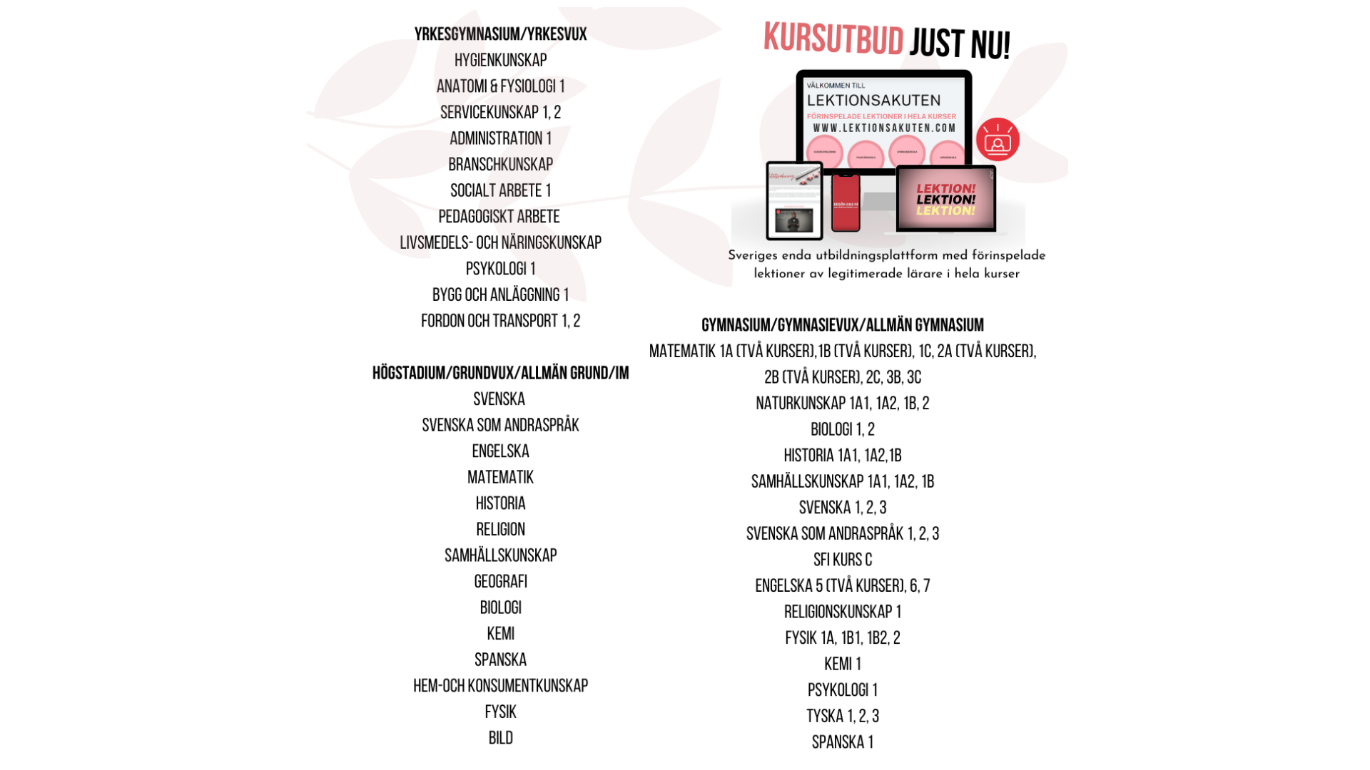 LEKTIONSAKUTEN.COM: 20.000+ förinspelade lektioner / 230+ kurser / 4 skolformer | SETT Sthlm