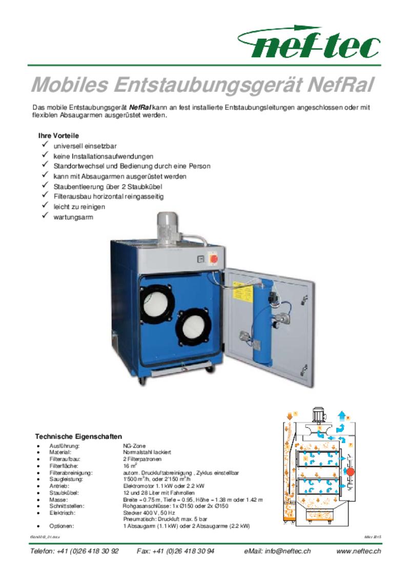 Mobiles Entstaubungsgerät NefRal – SOLIDS Zurich