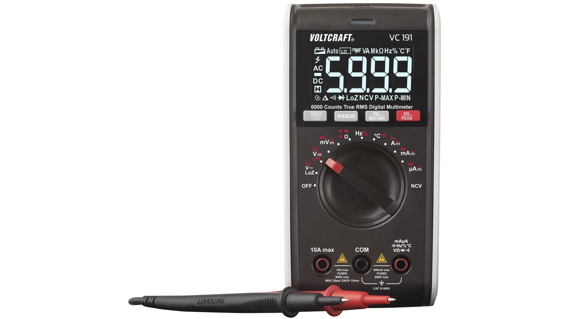 VOLTCRAFT VC191 Handheld multimeter Digital CAT III 600 V Display ...