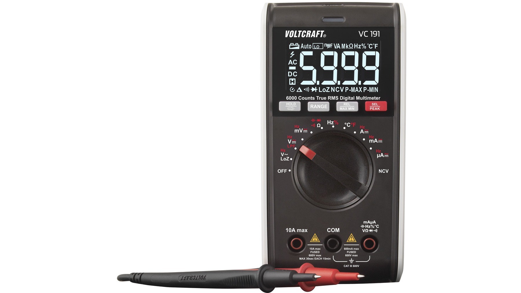 VOLTCRAFT VC191 Handheld multimeter Digital CAT III 600 V Display ...
