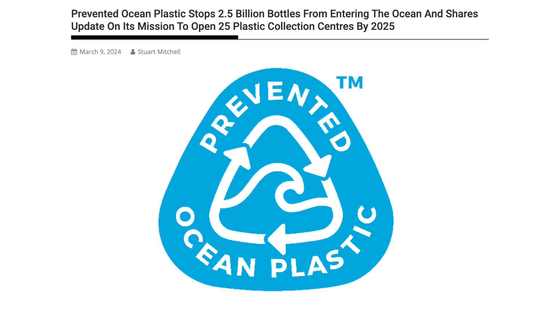 Prevented Ocean Plastic Stops 2.5 Billion Bottles From Entering The ...