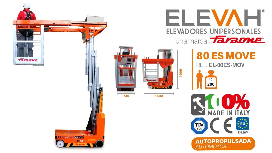 ELEVAH 80 ES Move | Plataforma autopropulsada con elevación eléctrica y cesta extensible ...