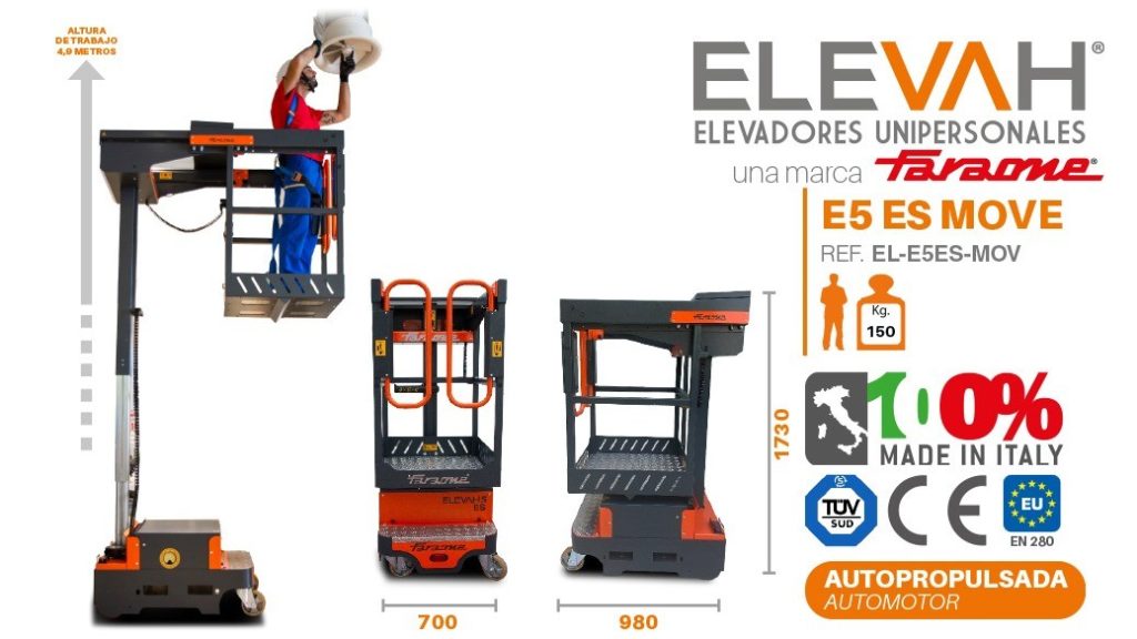 Elevah E5 ES Move: aerial platform with extendable basket. - Advanced Manufacturing Madrid