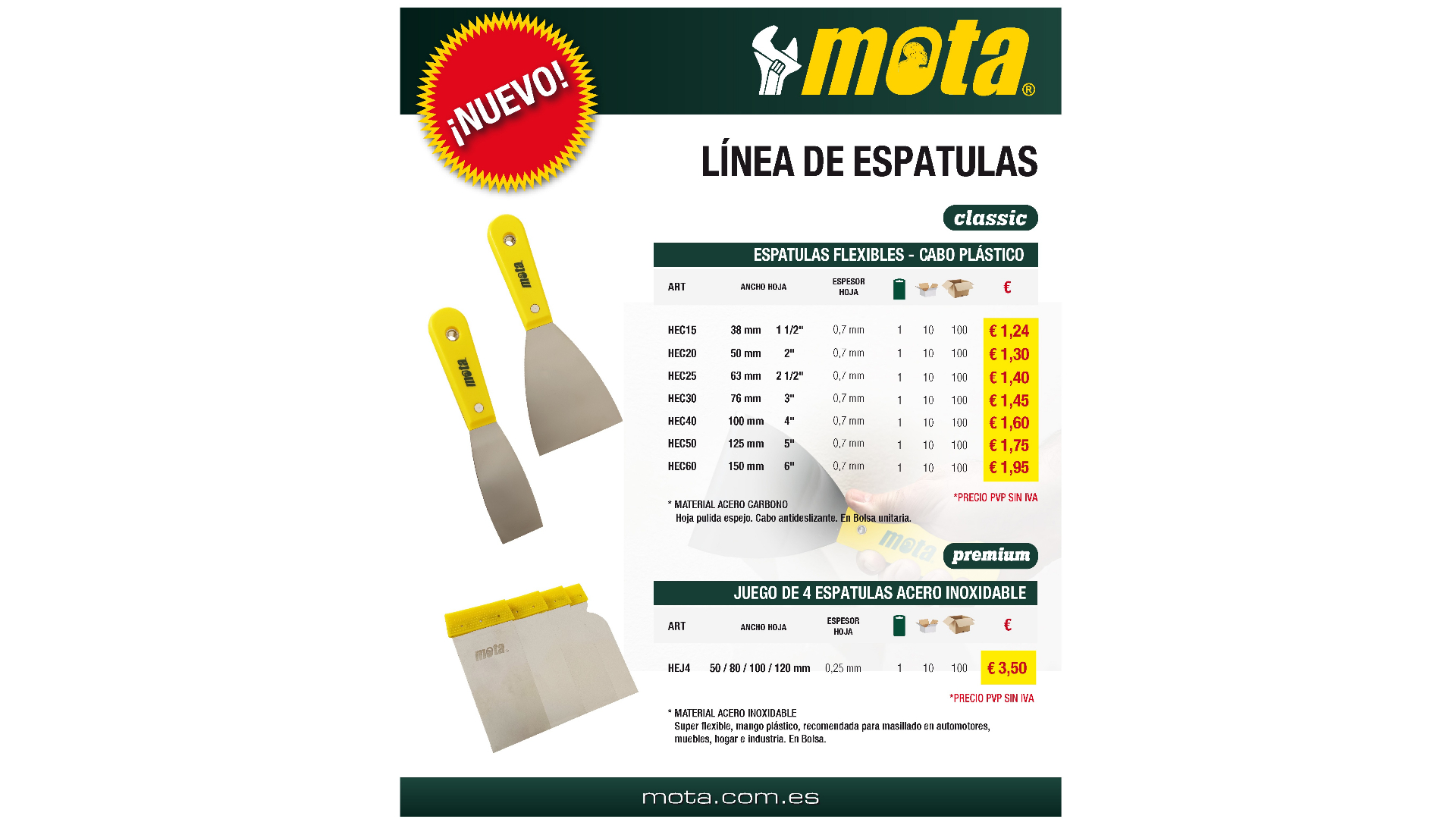 Nueva línea de espátulas classic y juego de 4 espátulas de acero ...
